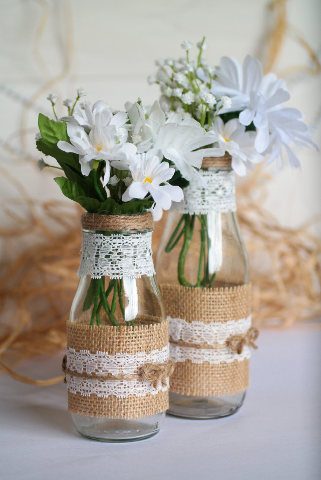 Rustic Table Decor Glass Flower Vase, Wedding Table Centerpiece ...