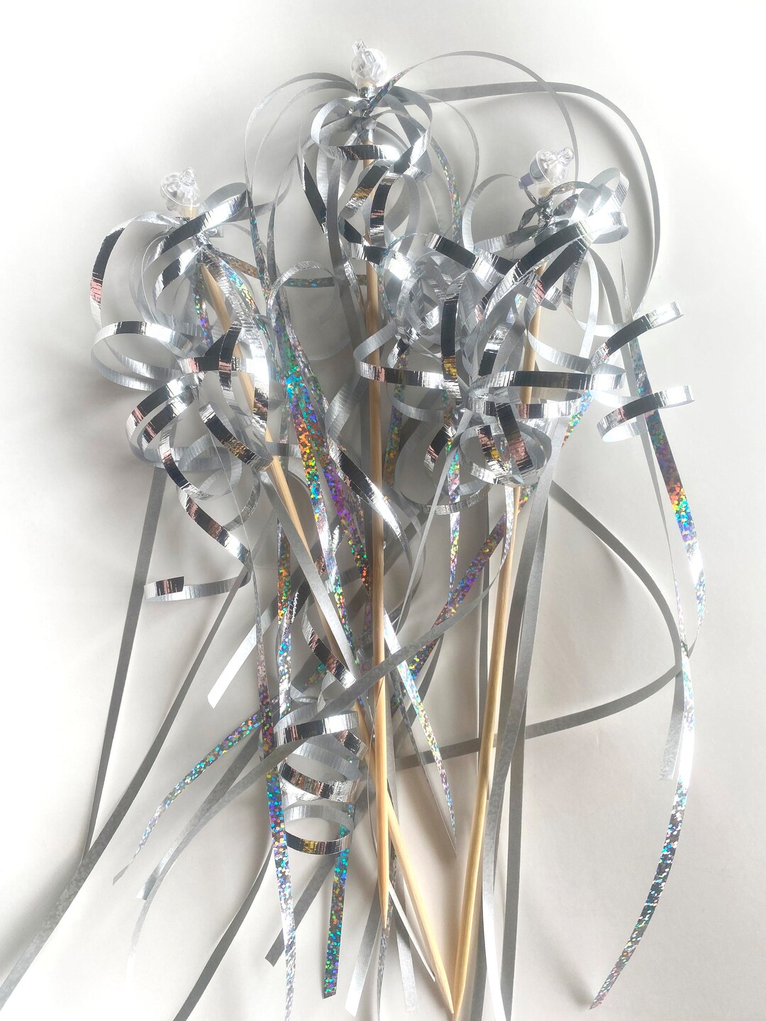 Wedding Send off Lighted Wands, Wedding Exit Silver Ribbon Wands ...