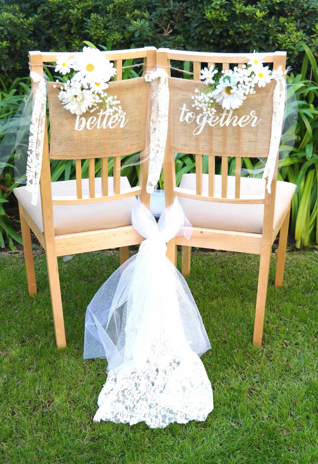 Better Together Wedding Chair Sign, Rustic Wedding Decoration ...