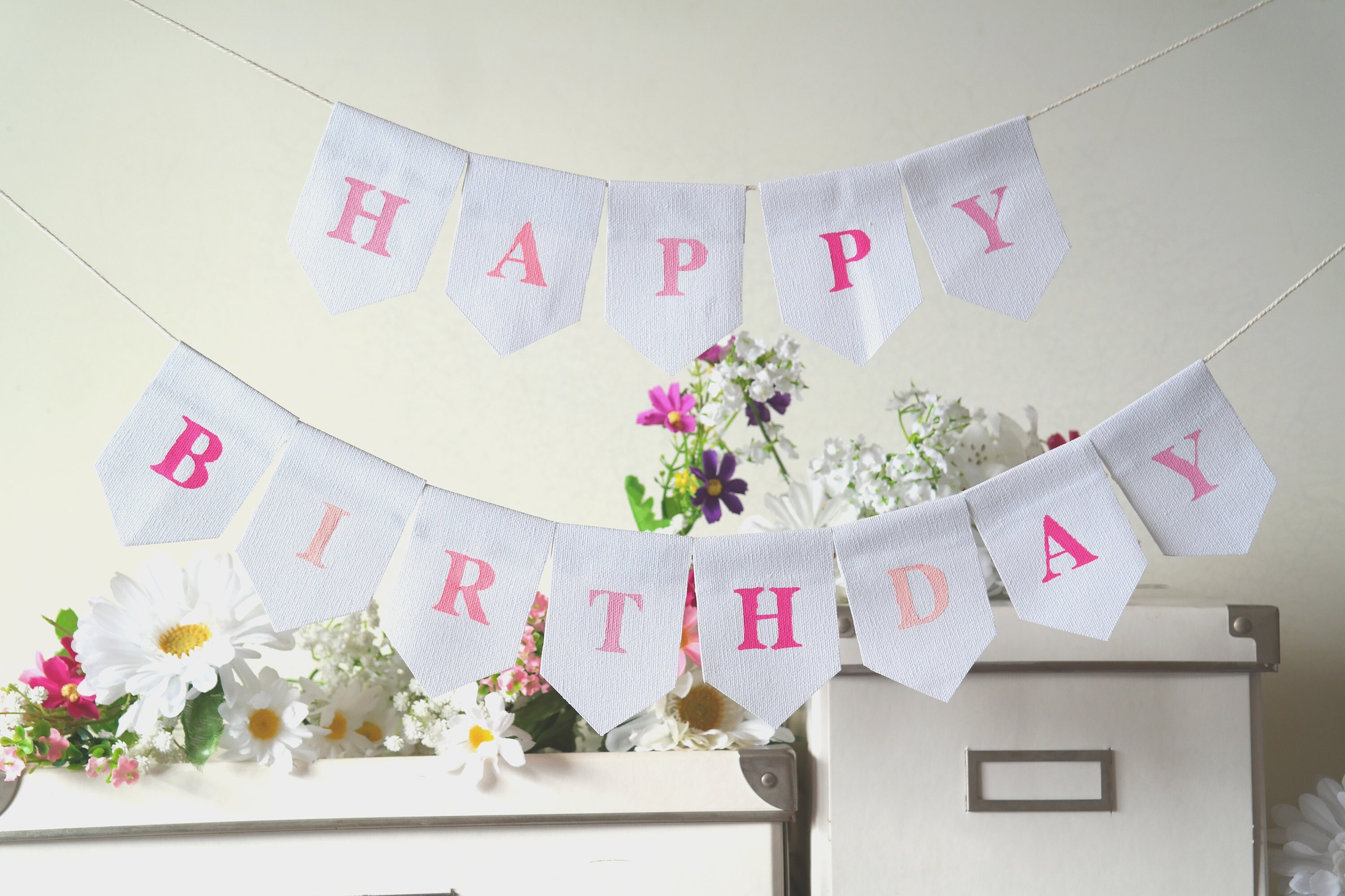 Happy Birthday Fabric Banner Fabric Garland Birthday Sign | Etsy