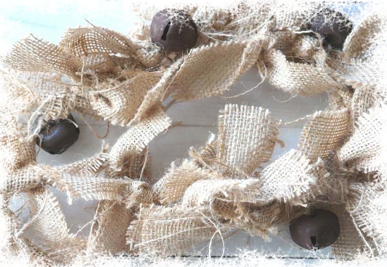 Christmas Tree Rustic Burlap Garland, Jingle Bells Decor - Etsy