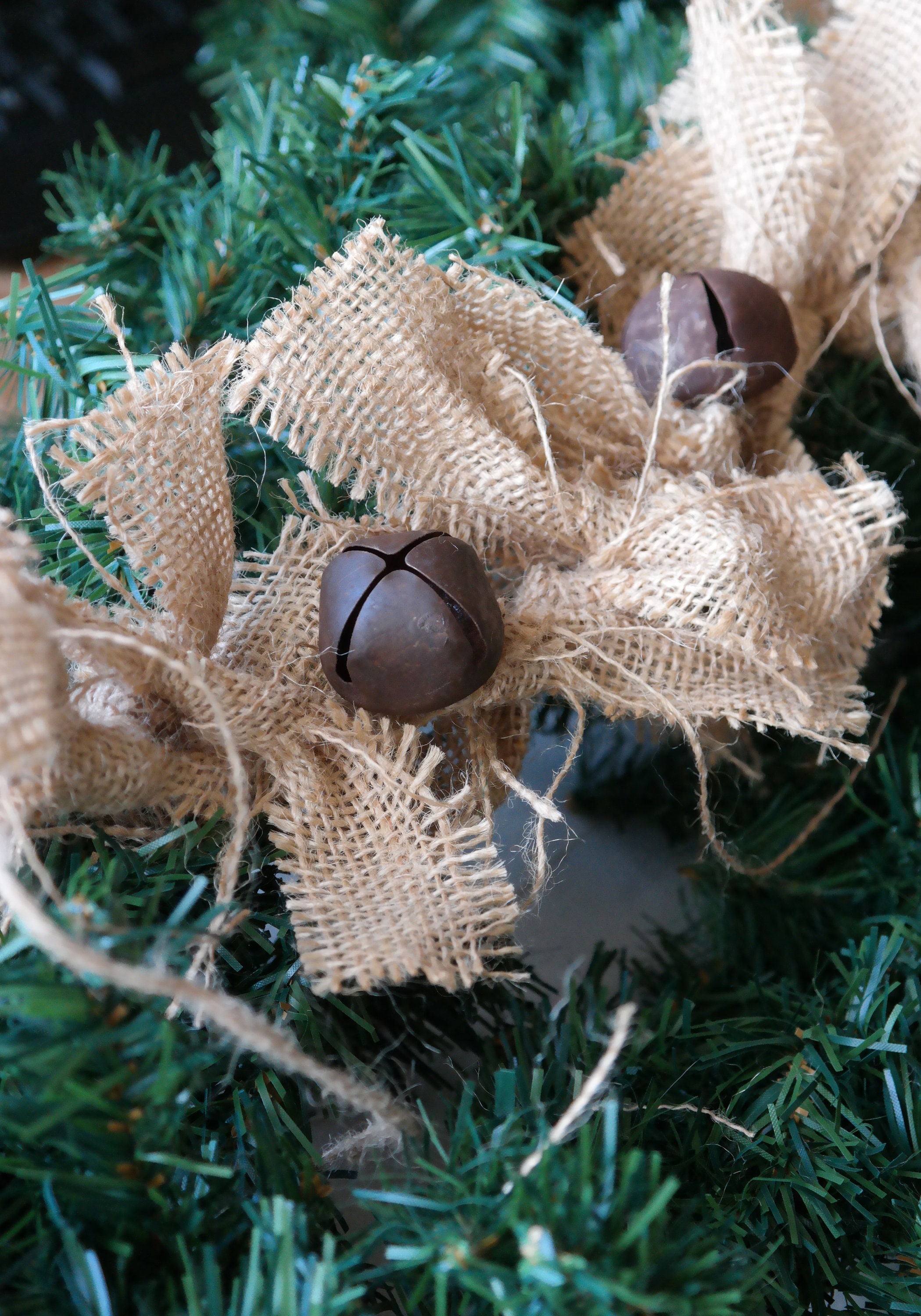 Christmas Tree Rustic Burlap Garland, Jingle Bells Decor - Etsy