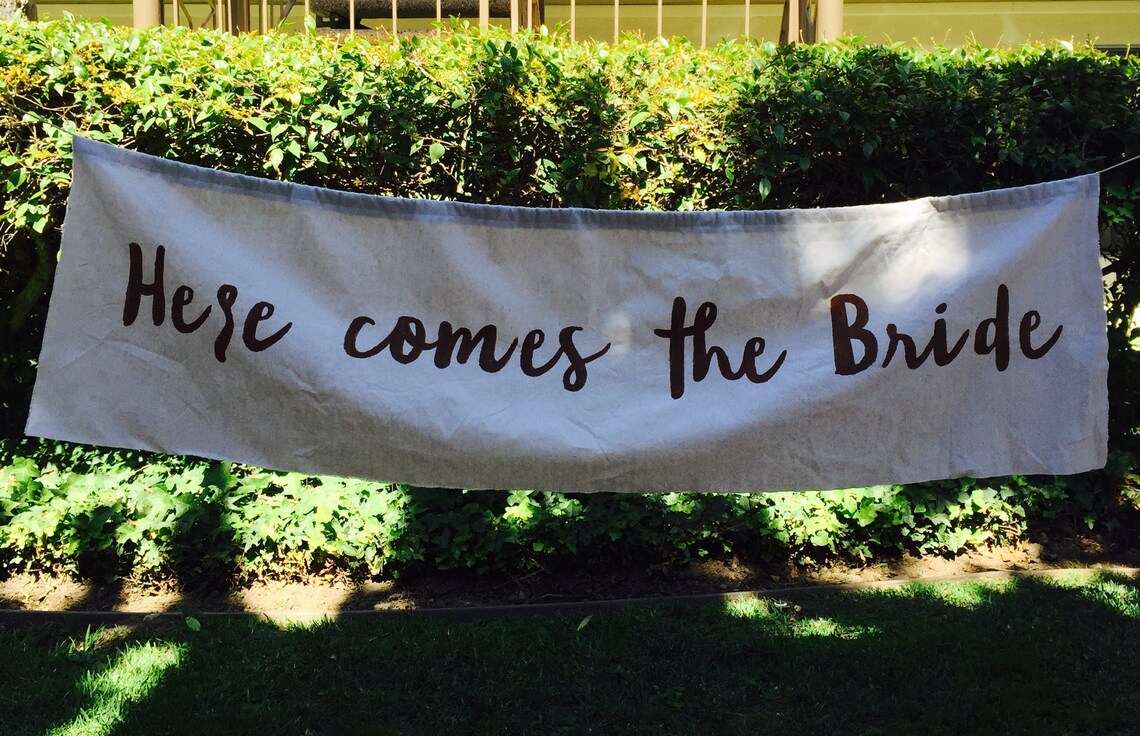 Here Comes the Bride Wedding Banner Rustic Wedding Decoration - Etsy