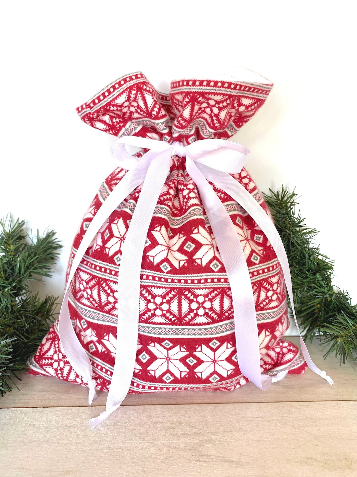 Reusable Christmas Fabric Gift Bags, Eco Friendly Drawstring Wrapping ...