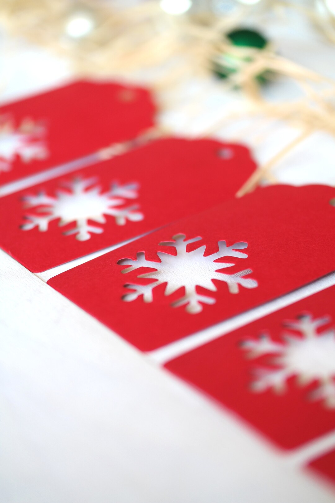 Blank Red Christmas Gift Snowflakes Paper Tags - Etsy