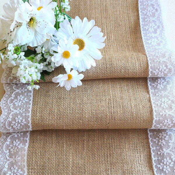 Burlap and Lace Table Runner - Etsy