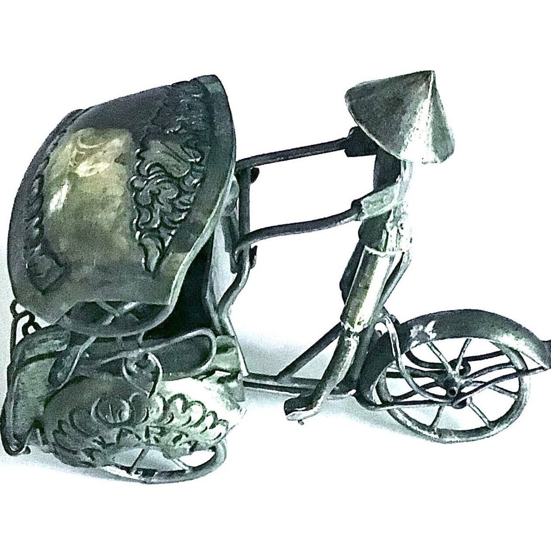Silver Rickshaw Man Moving Rickshaw/chinese Art Object Collectable ...