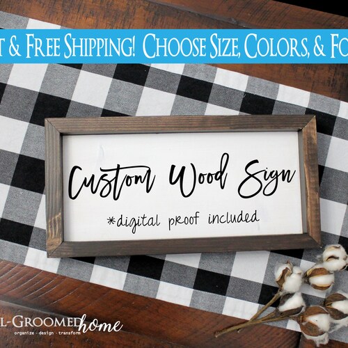 Custom Wood Signs: Choose Font Colors Text Framed Wood - Etsy