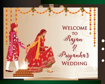 Indian Wedding Welcome Sign & Hindu Wedding Welcome Sign, Desi Wedding ...
