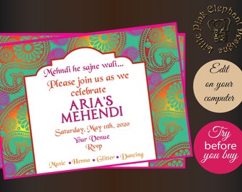 Mehndi Invitation Mehndi Invitation Card Mehndi Invite - Etsy