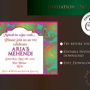 Mendhi Invitation as Sangeet Invitations, Mehndi Invites & Dholki ...