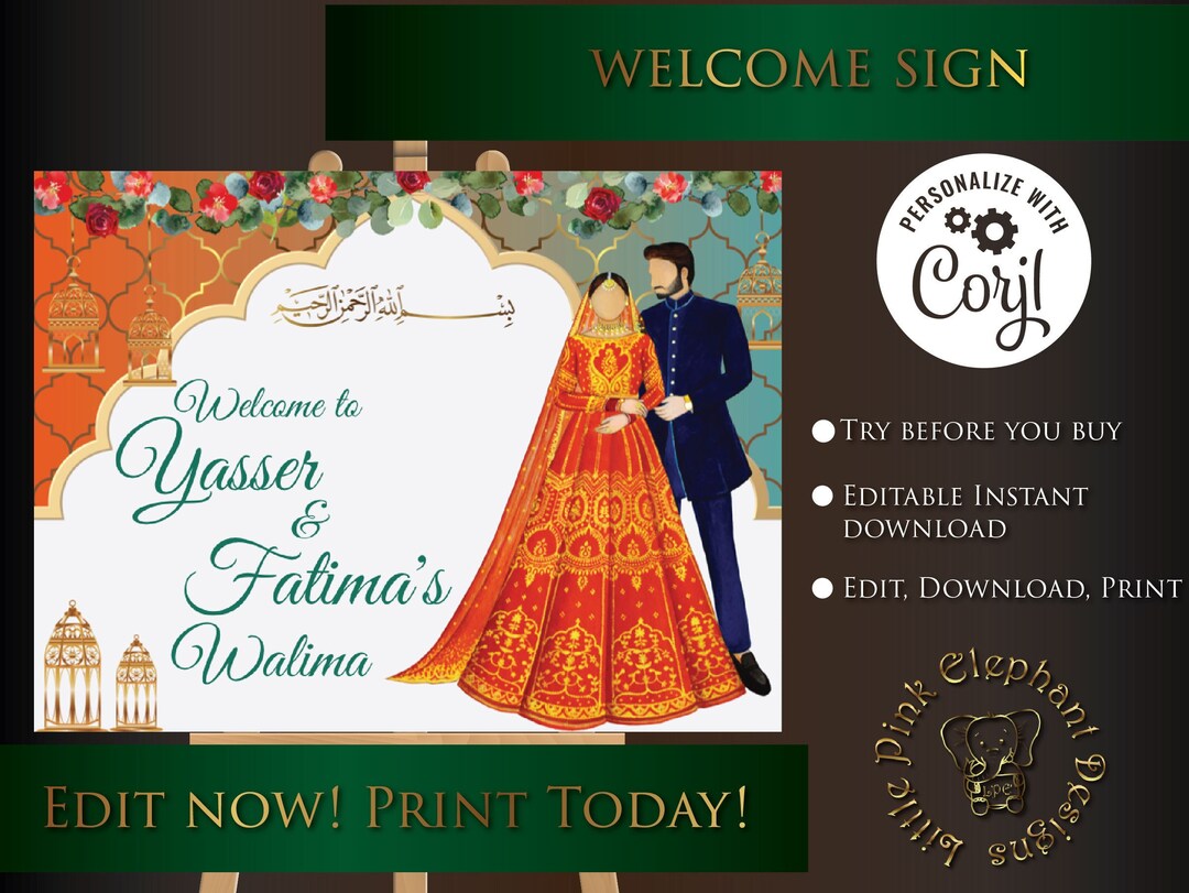 Walima Entrance Signs as Muslim Wedding Posters, Walima Welcome ...