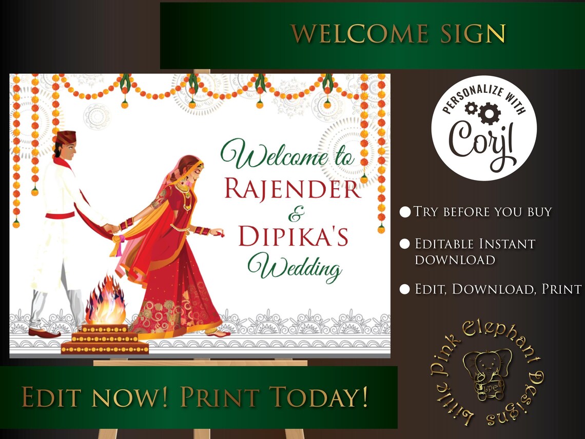 Nepali Wedding Welcome Signs in Desi Wedding Decor, Nepali Wedding ...