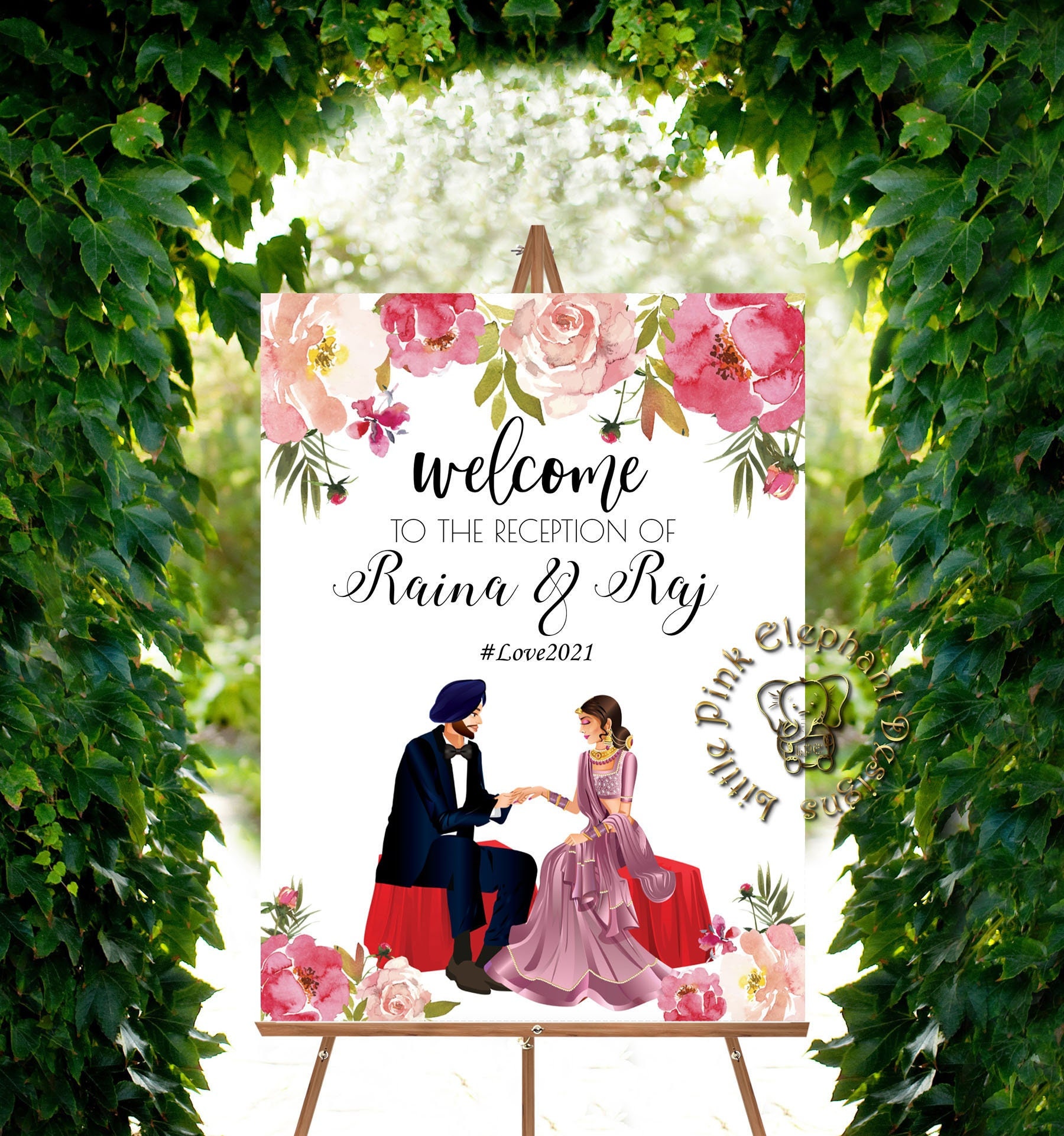 Hindu wedding Welcome exclusive Sign editable Canva