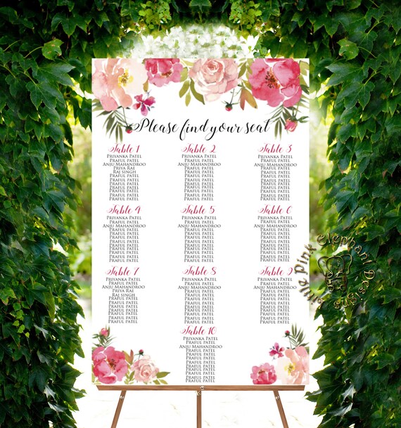Wedding Seating Chart Floral Wedding Seating Chart Find Your - Etsy