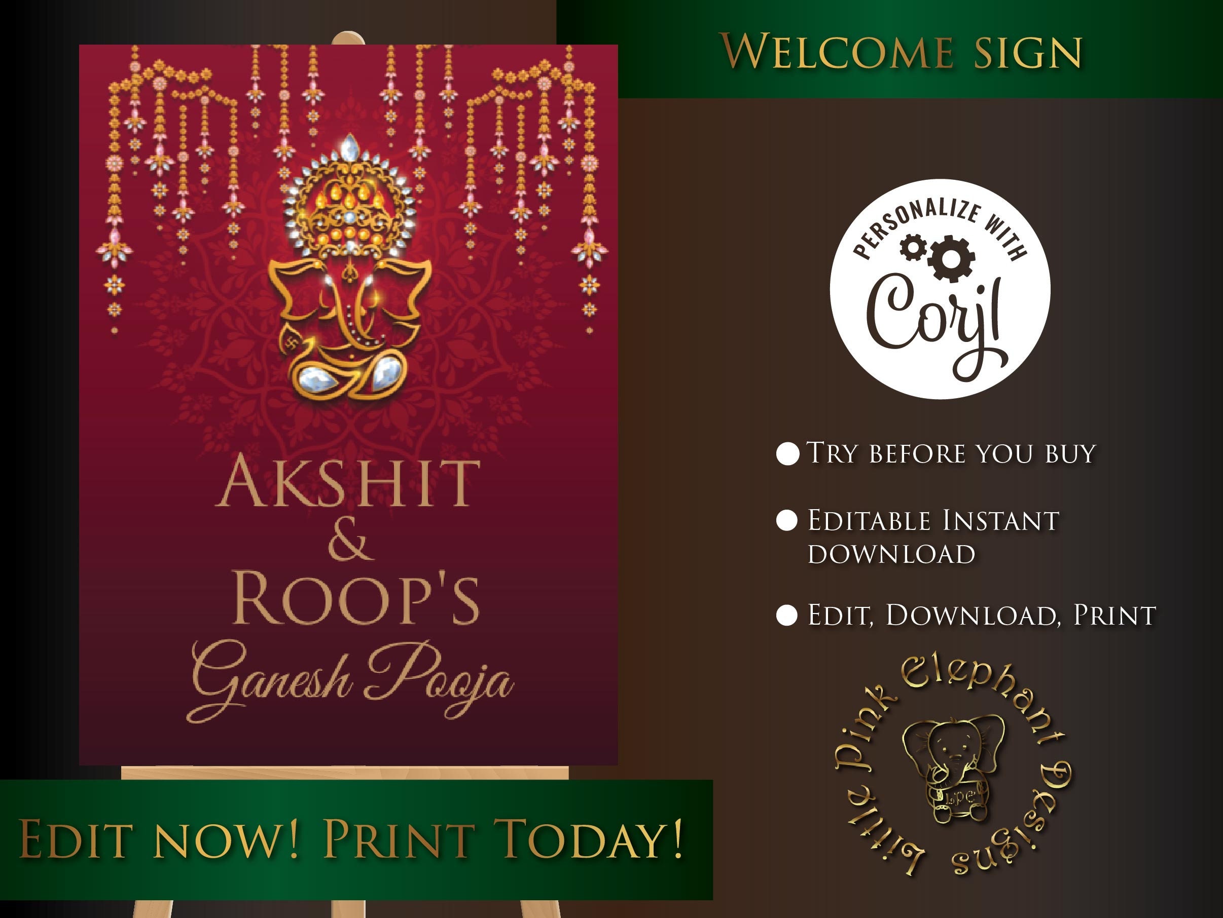 Buy Ganesh Puja Sign as Ganpati Pooja Signages Ganapathy Pooja Online ...