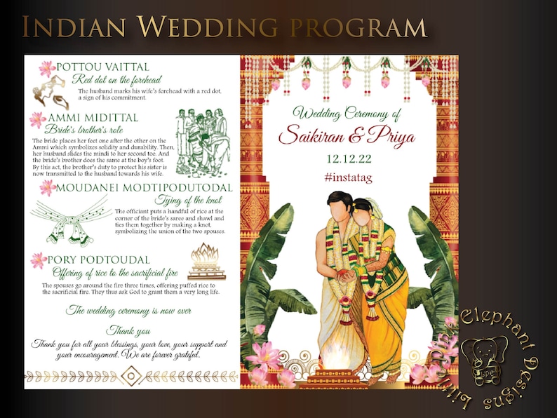 Tamil Wedding Programs as Tamil Wedding Program Templates - Etsy