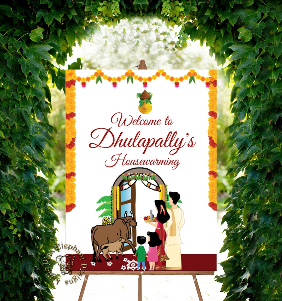 Housewarming Welcome Sign as Gruhapravesam Sign, Welcome Sign for House ...