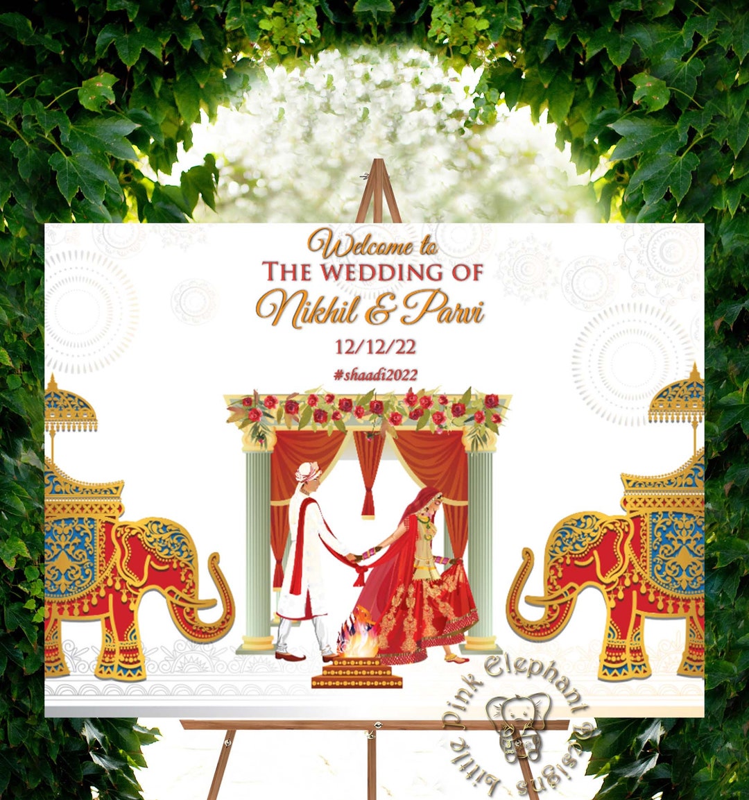 Indian Wedding Sign in Hindu Wedding Signs, Indian Wedding Welcome ...