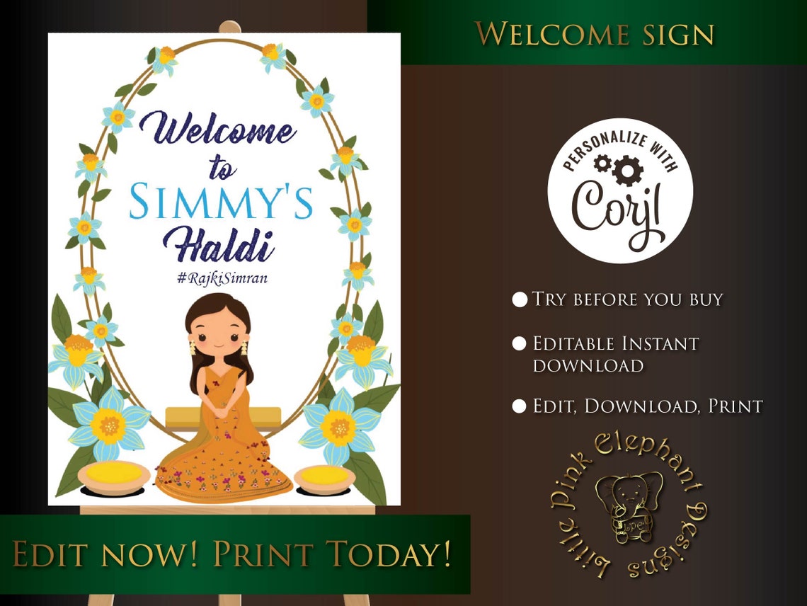 Haldi Sign as Haldi Welcome Sign Pithi Signs & Gaye Holud - Etsy