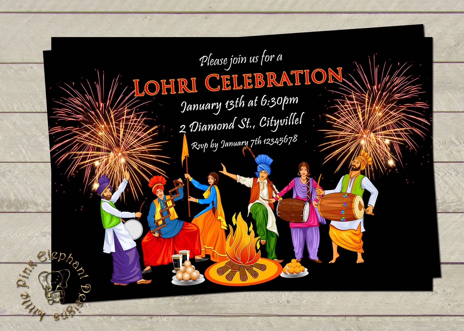 Lohri Invitations as Jaggo Party Invites Jago Invitations & - Etsy