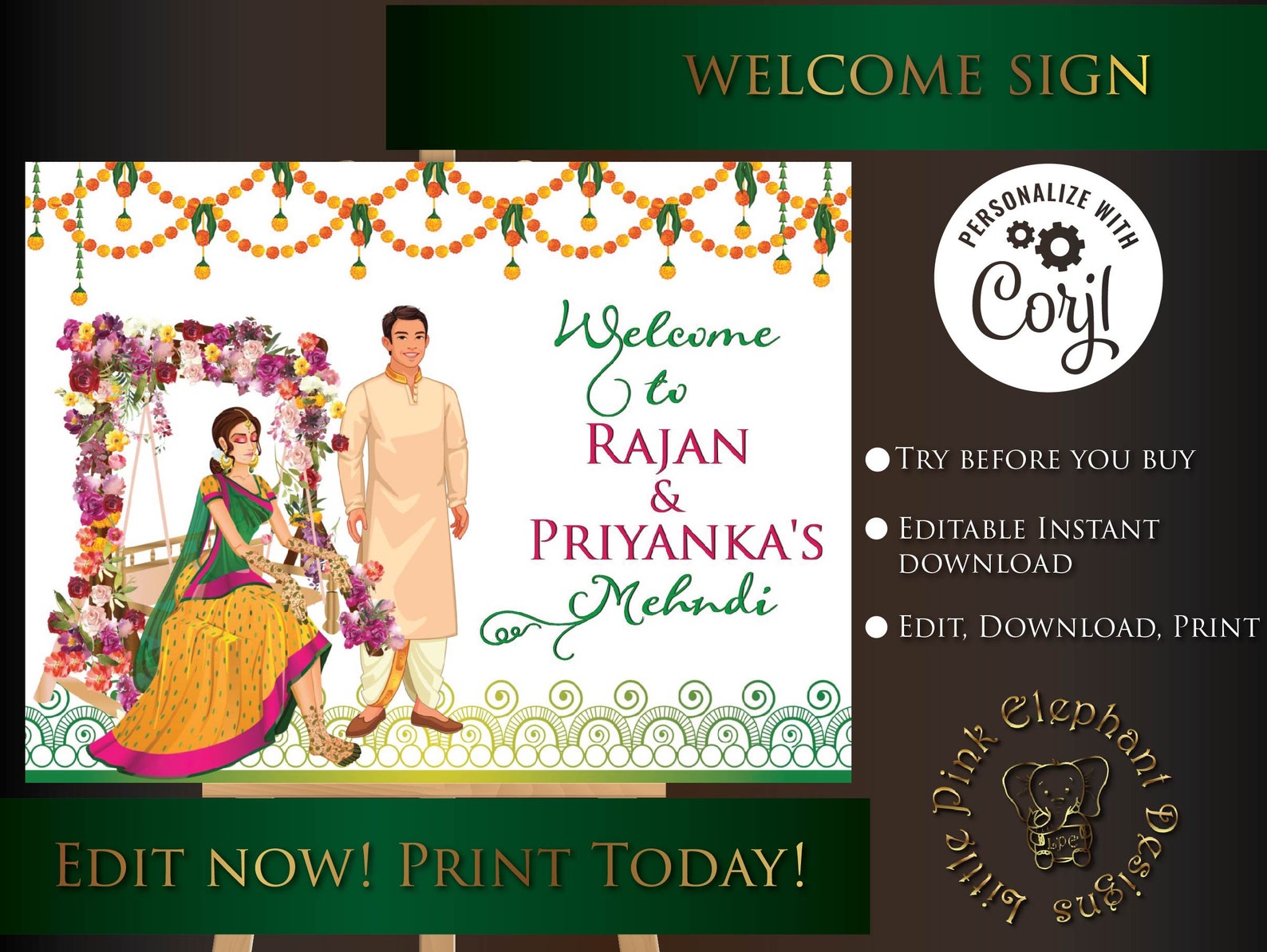 Mehndi Sign Mehendi Welcome Sign Maiyan And Choora Sign Henna Etsy