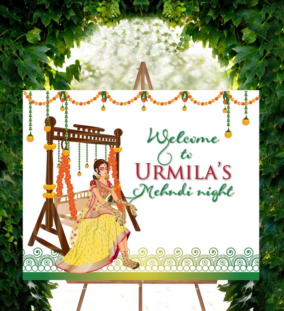 Mehndi Welcome Signs in Mendhi Posters Mehendi Decor Sign as - Etsy