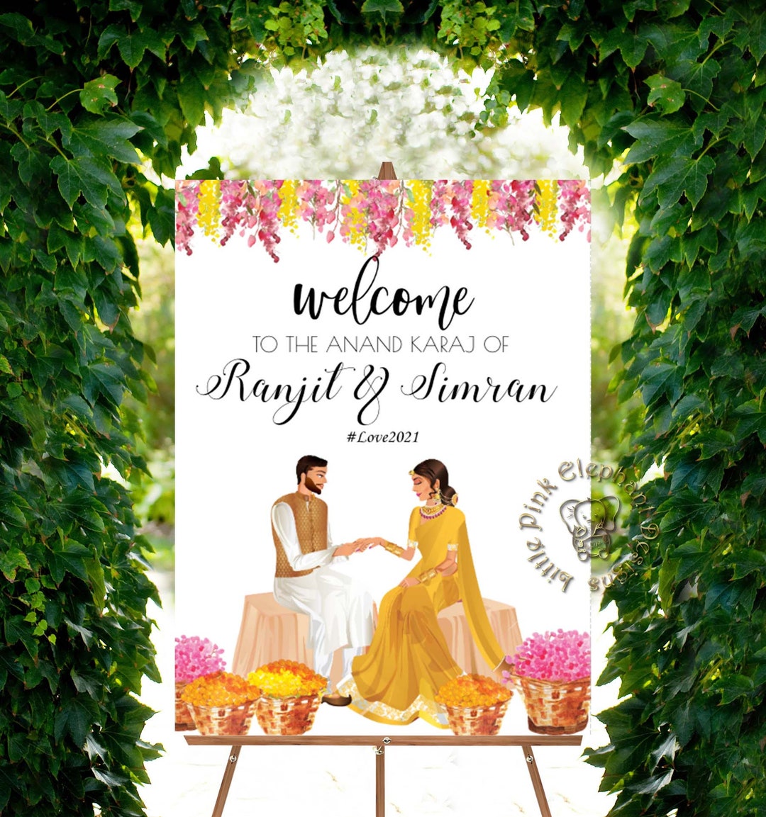 Indian Engagement Welcome Signs in Hindu Wedding Signs, Roka Welcome ...