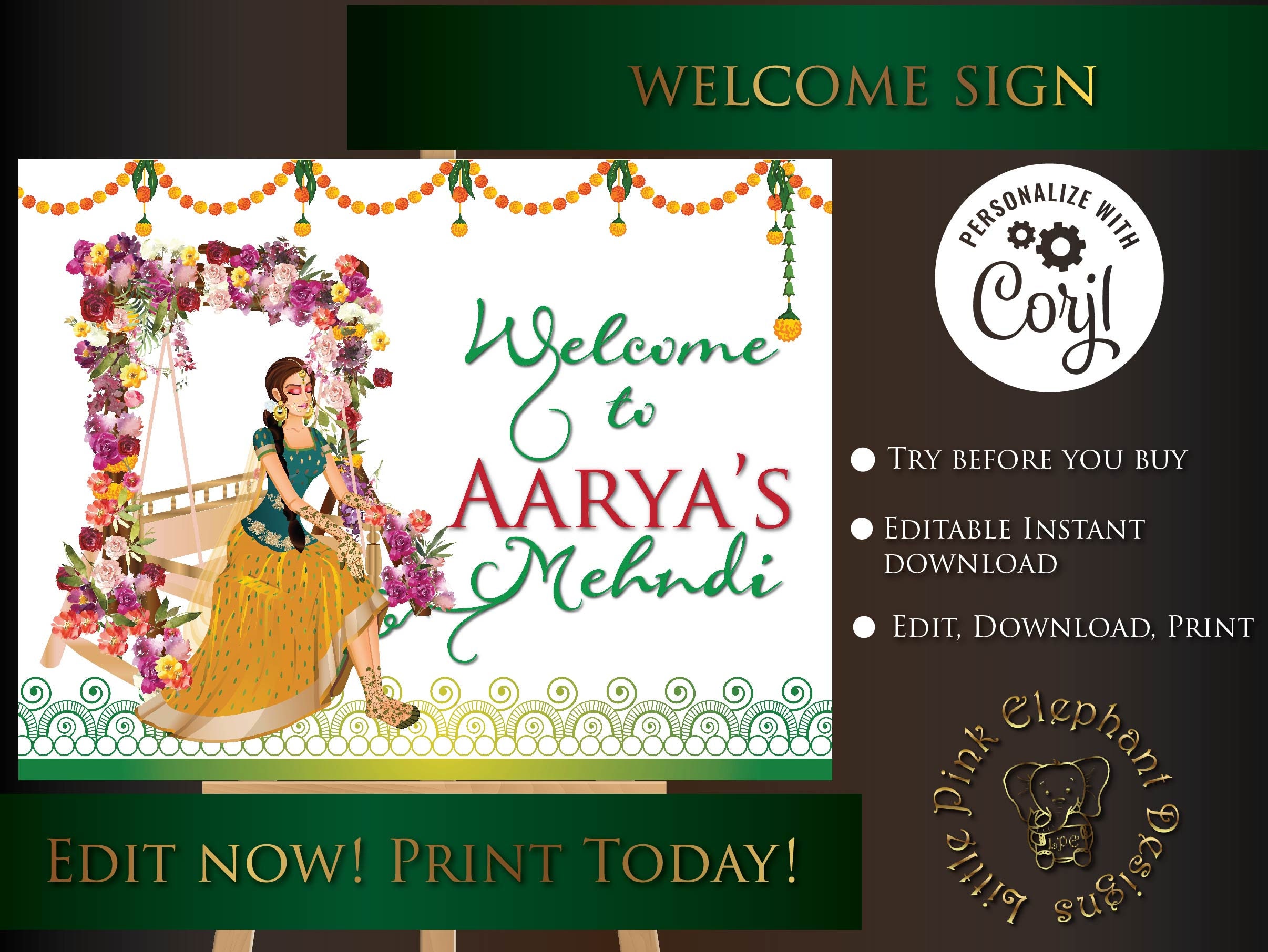 Mehndi Sign Mehendi Welcome Sign Maiyan And Choora Sign Maiya Etsy India