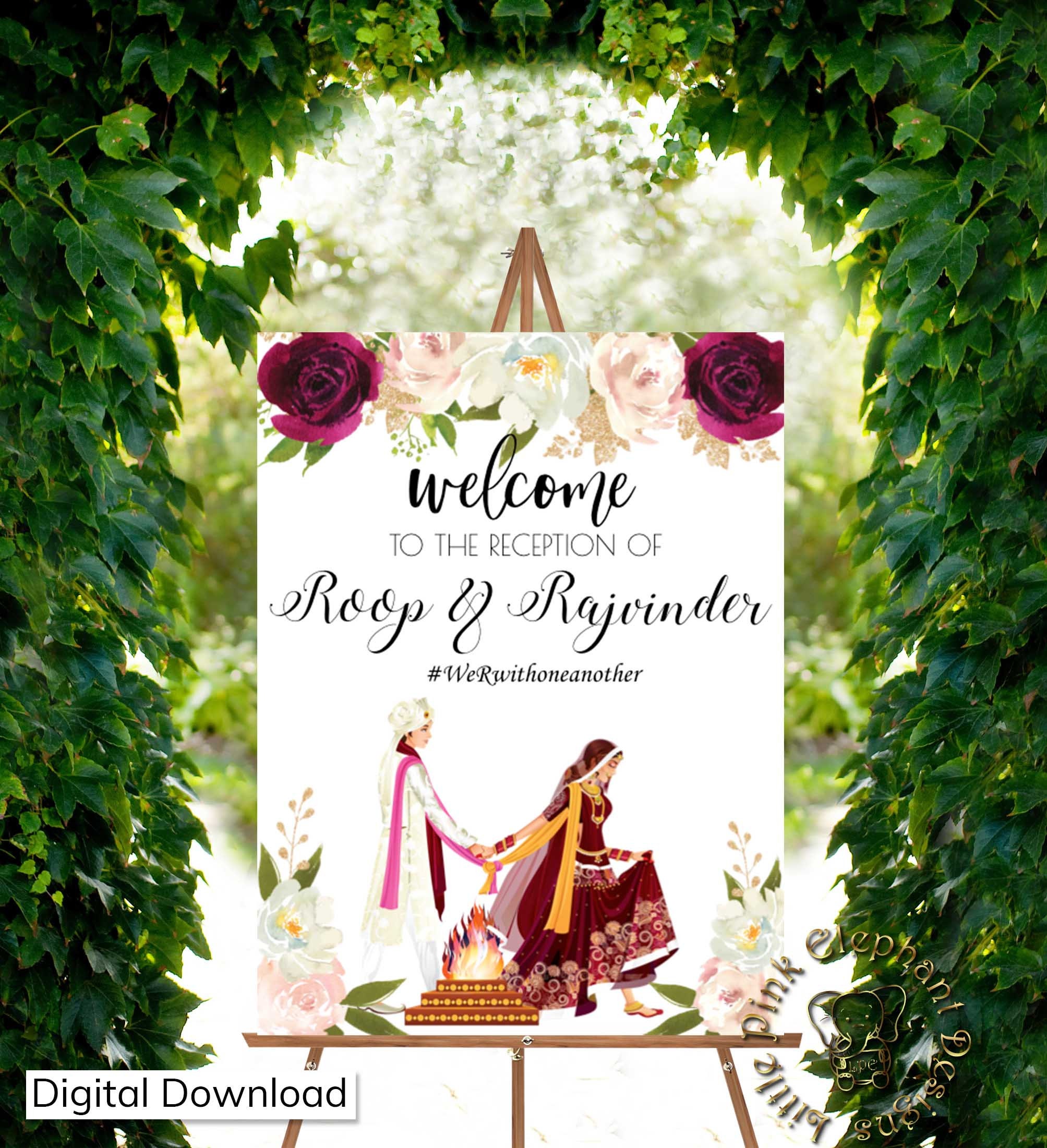 Weddings Floral Wedding Welcome Sign Phera Welcome Sign as Indian ...