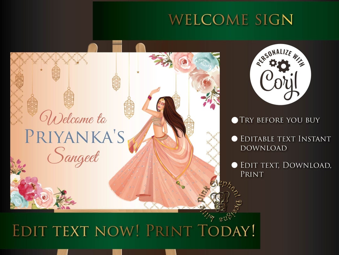Sangeet Sign as Indian Wedding Sign, Sangeet Welcome Sign, Jago Party ...