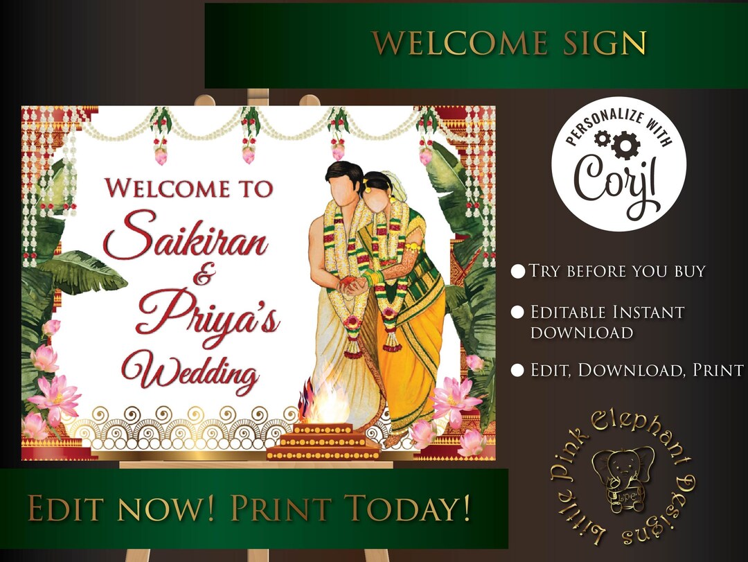 Tamil Wedding Sign in Kalyanam Signs, Hindu Wedding Welcome Signs ...