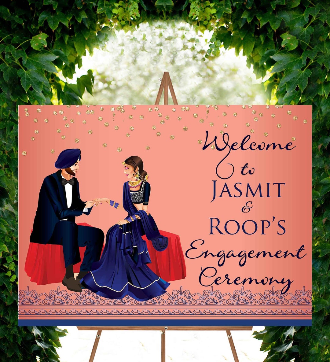 Sikh Engagement Welcome Board & Engagement Ceremony Sign, Indian ...