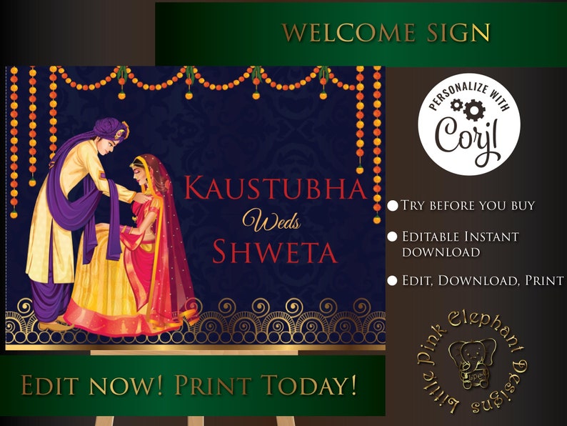 Hindu Wedding Posters as Indian Wedding Sign Templates Sign - Etsy