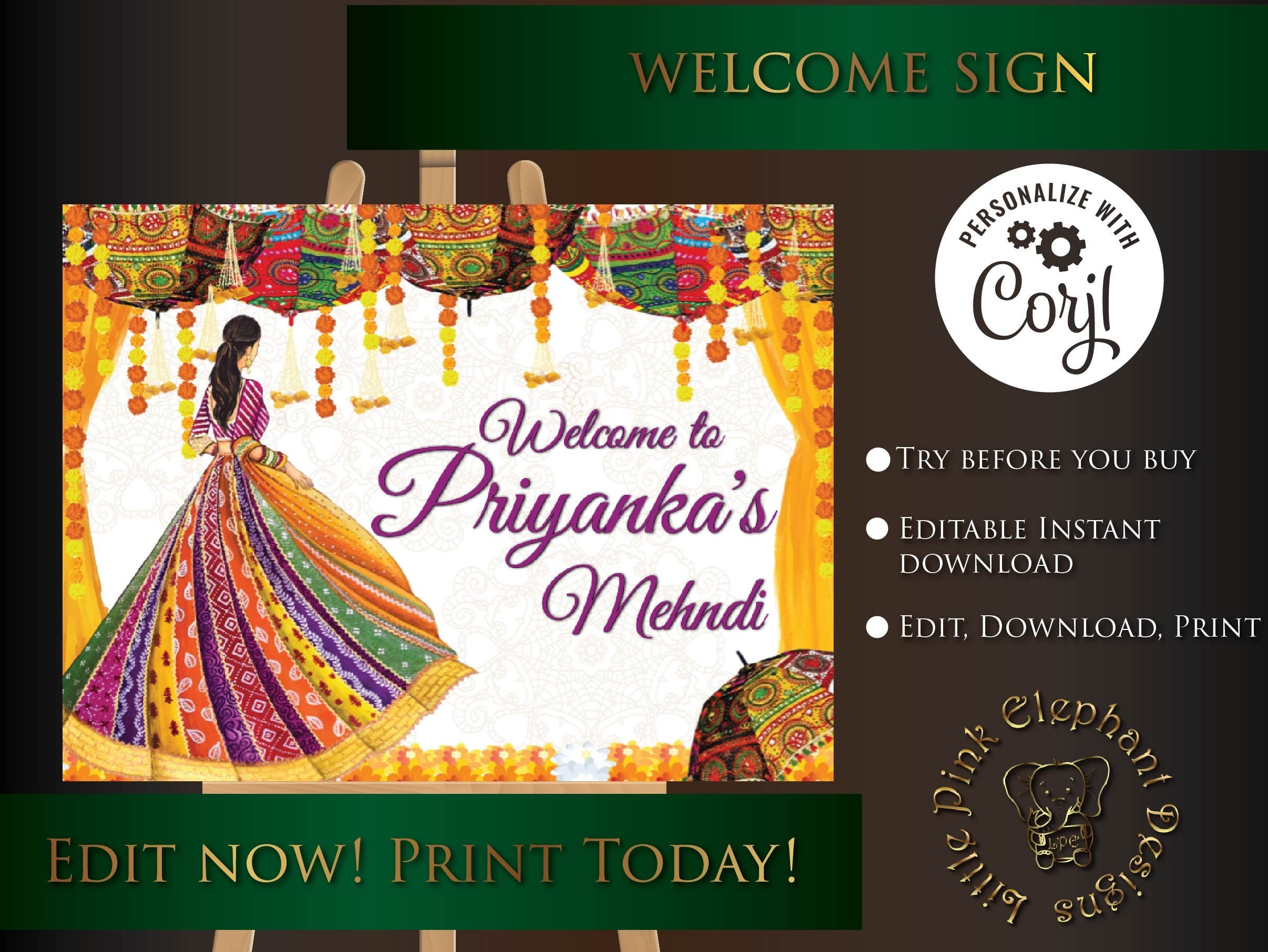Mehndi Welcome Signs in Posters for Mendhi and Sangeet - Etsy Australia