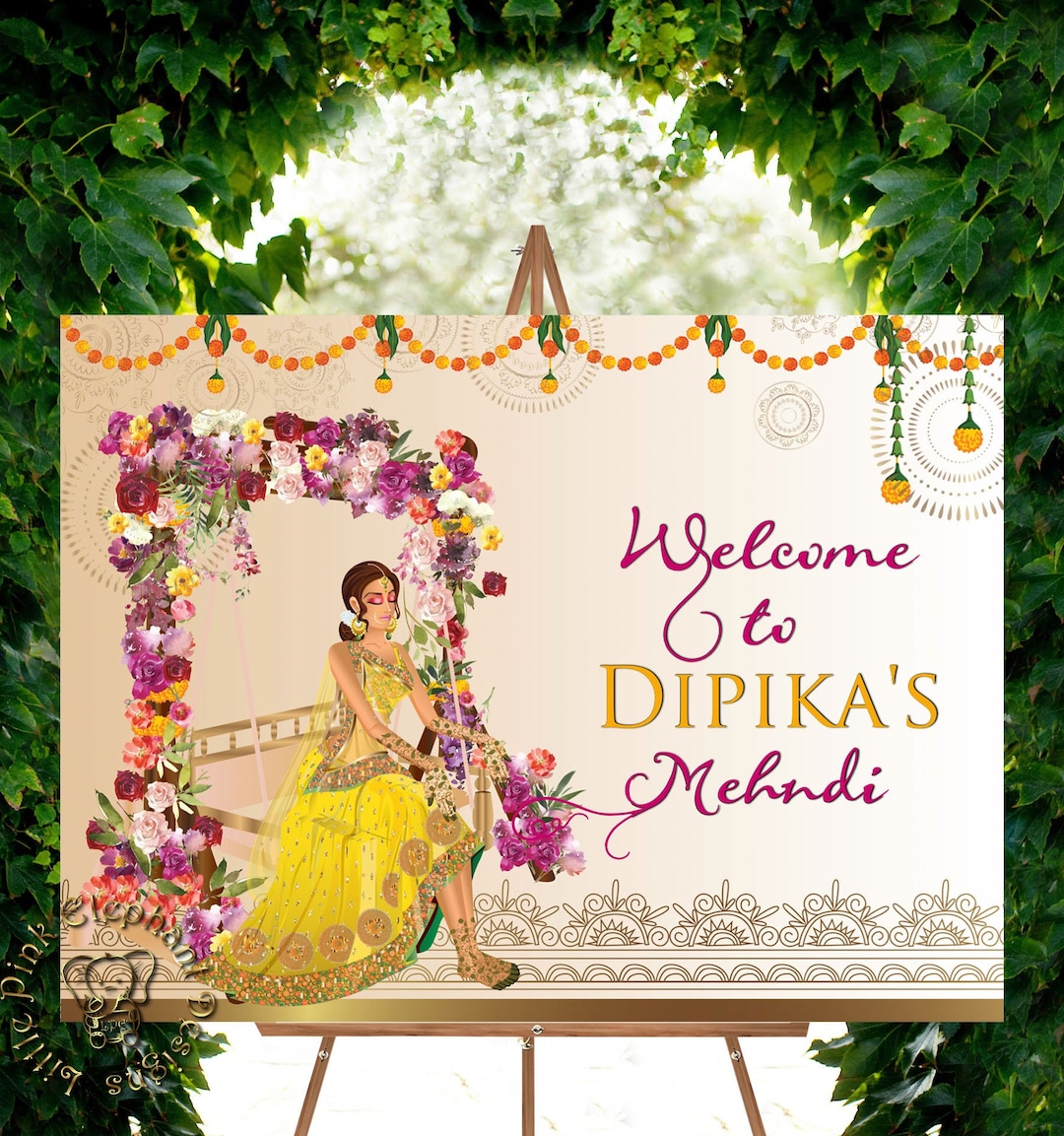 Mehndi Welcome Signs in Posters for Mendhi and Sangeet, Mehendi Welcome ...
