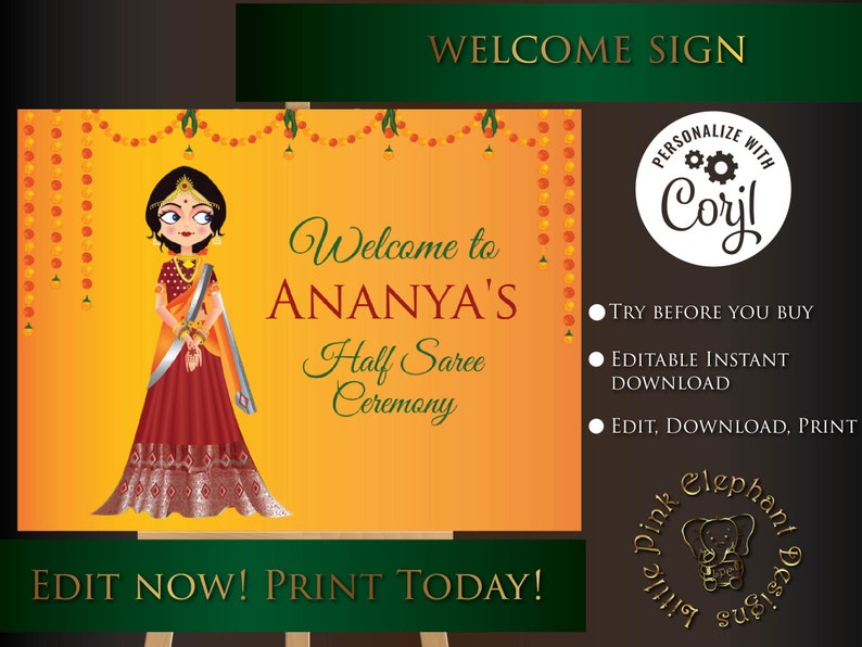 Half Saree Welcome Signboard as Half Sari Signs Half Saree - Etsy