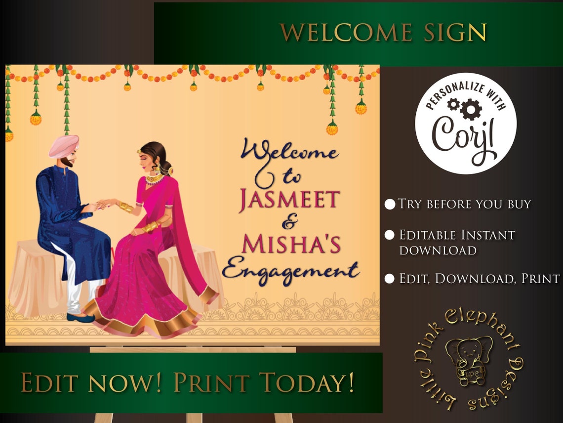Rokha Welcome Sign Indian Welcome Sign Hindu Wedding Sign | Etsy
