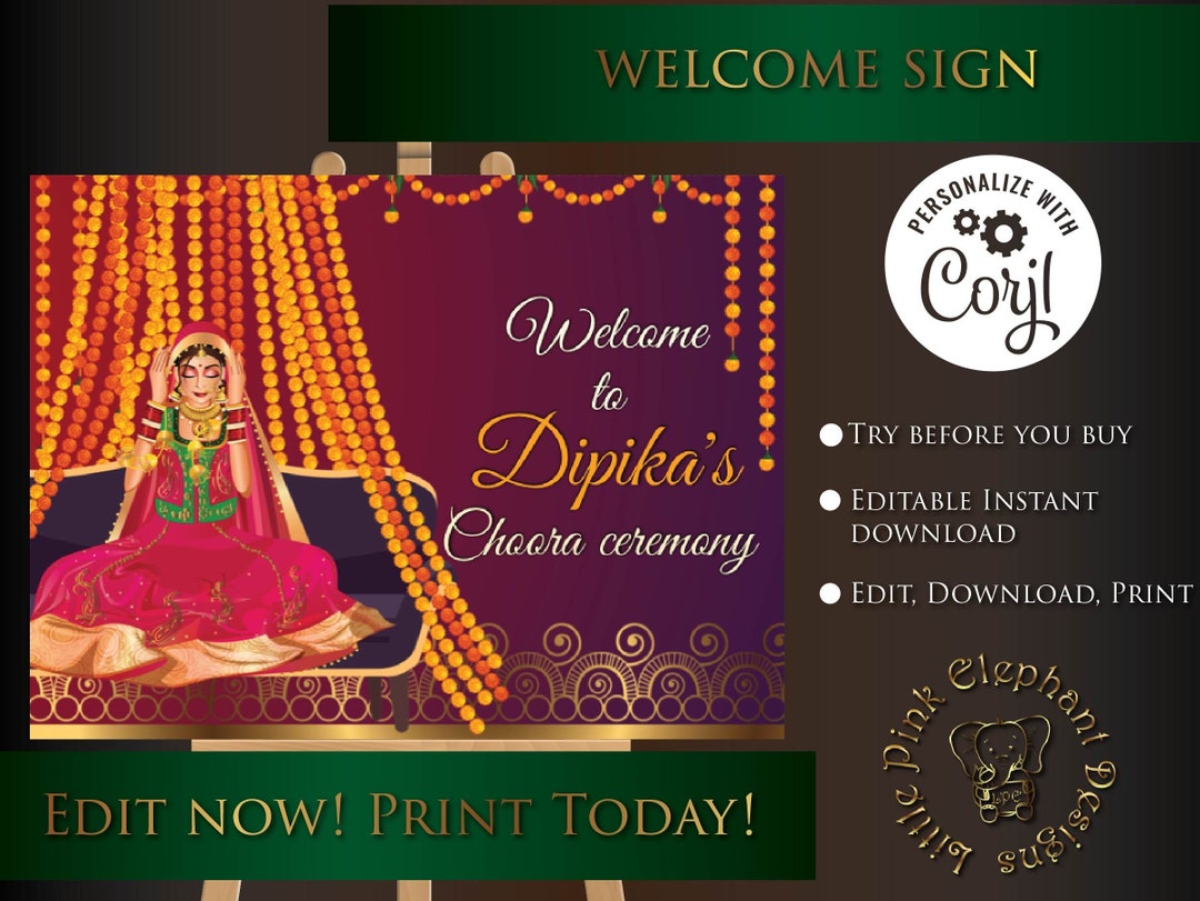 Choora Ceremony Signs as Chura Welcome Signs, Choora Welcome Posters ...
