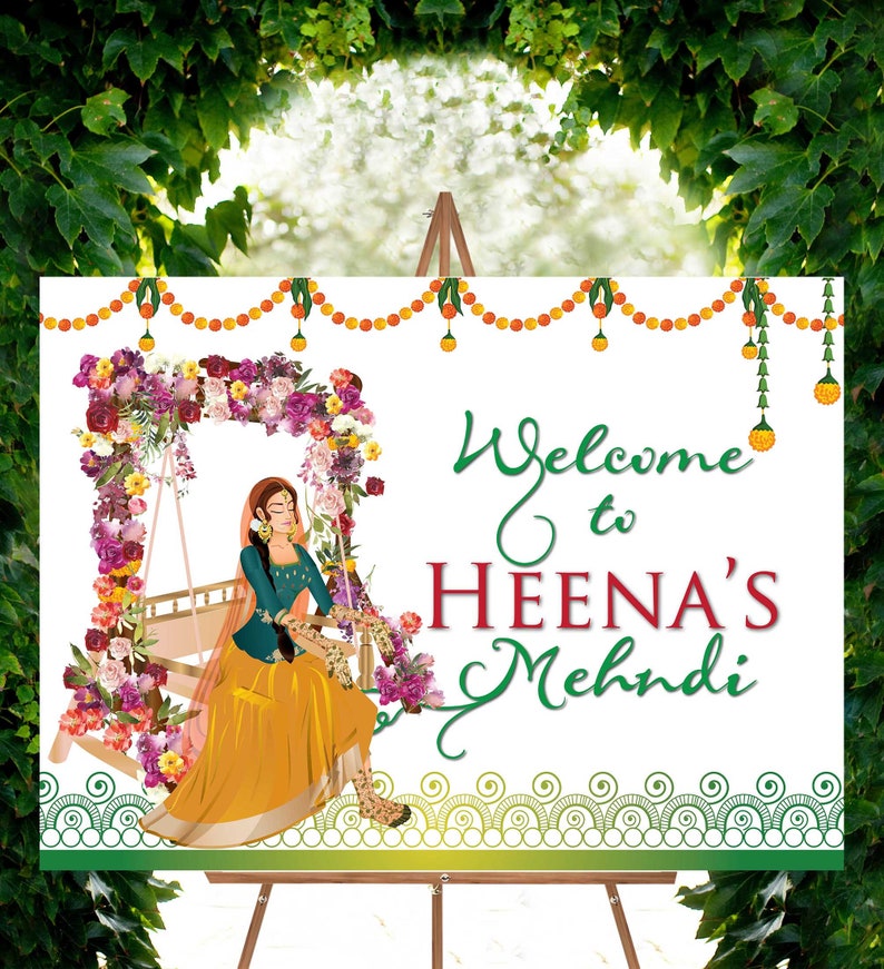 Mehndi Sign Mehendi Welcome Sign Maiyan And Choora Sign Maiya Etsy