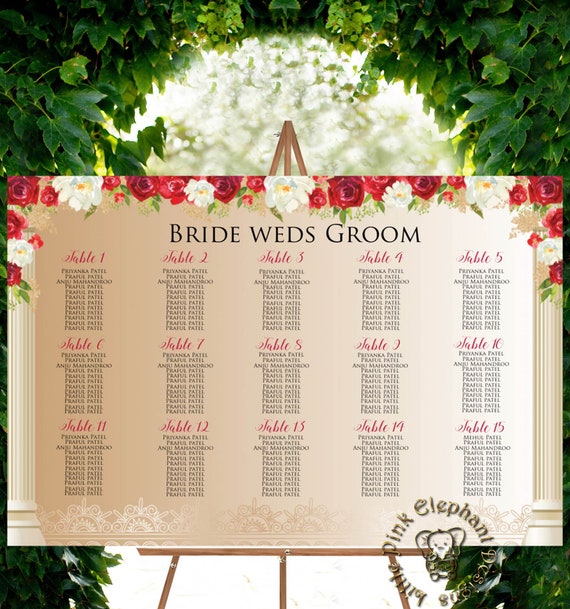 Hindu Wedding Seating Chart Template as Guest Table Plan - Etsy