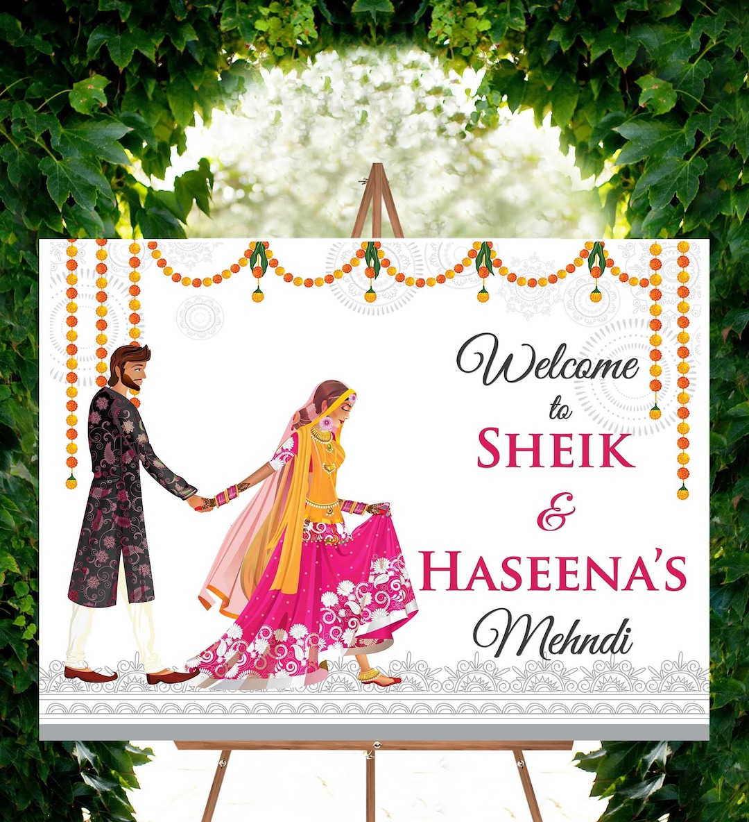 Mehndi Welcome Sign Wedding Welcome Sign Mehndi Decor Henna Welcome ...