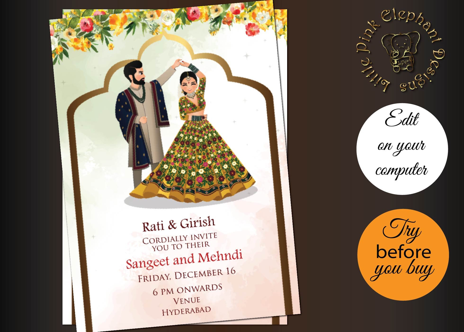 Sangeet Invitation Editable Template, Instant Download Jaggo ...