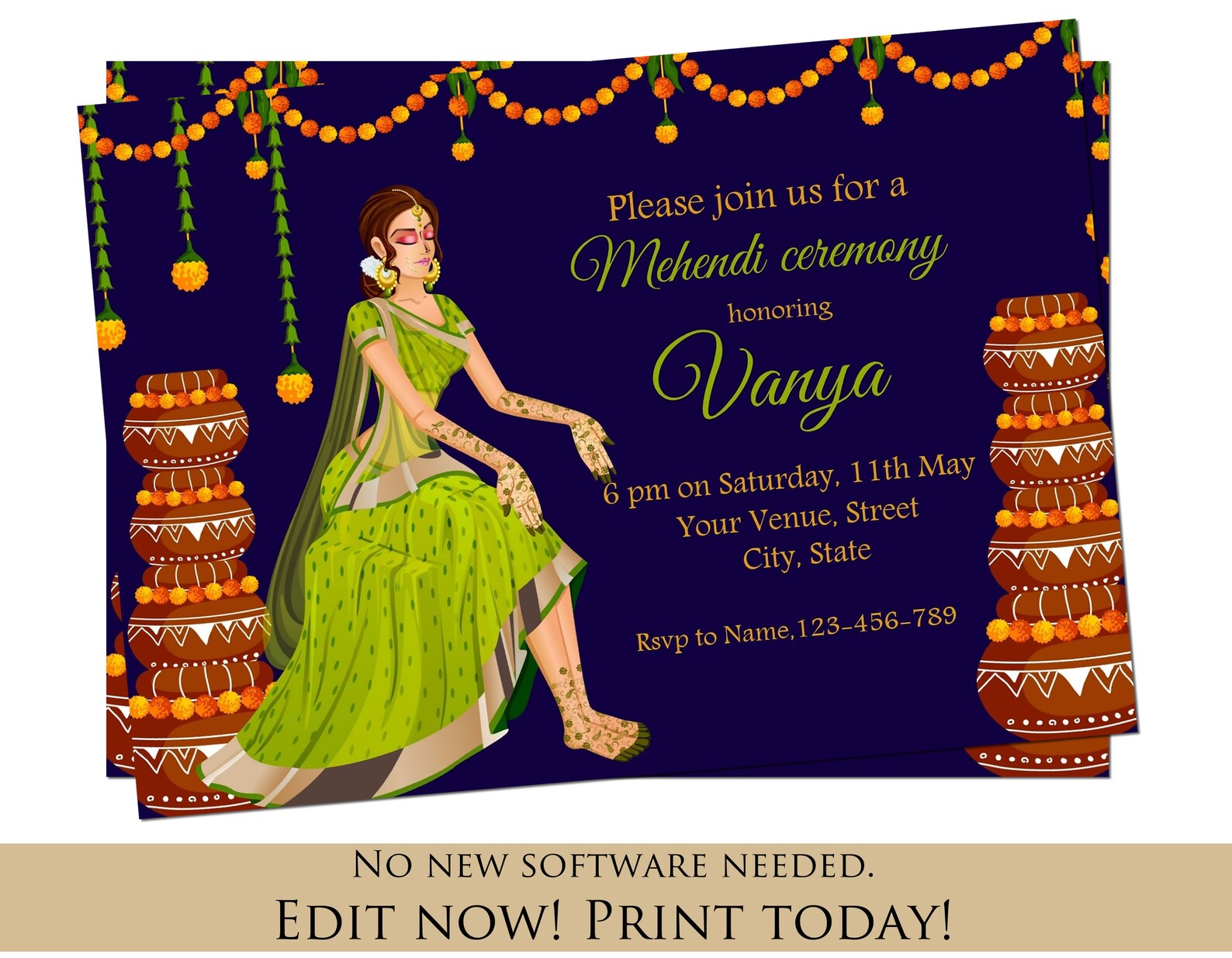 Mehndi Invitations as Mehendi Templates Henna Invites & - Etsy