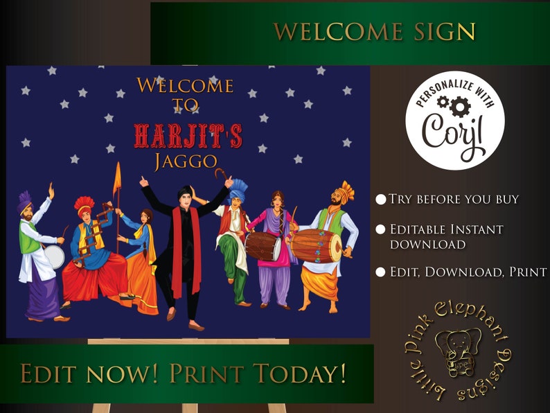Jaggo Welcome Signs & Punjabi Wedding Decor Signage Jaggo - Etsy
