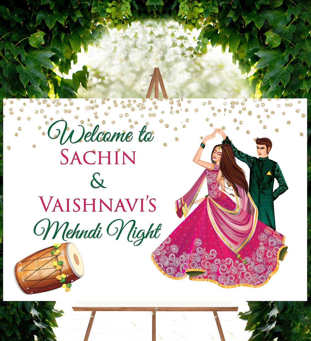 Sangeet Sign as Hindu Wedding Sign, Jaggo Signages & Sangeet Welcome ...