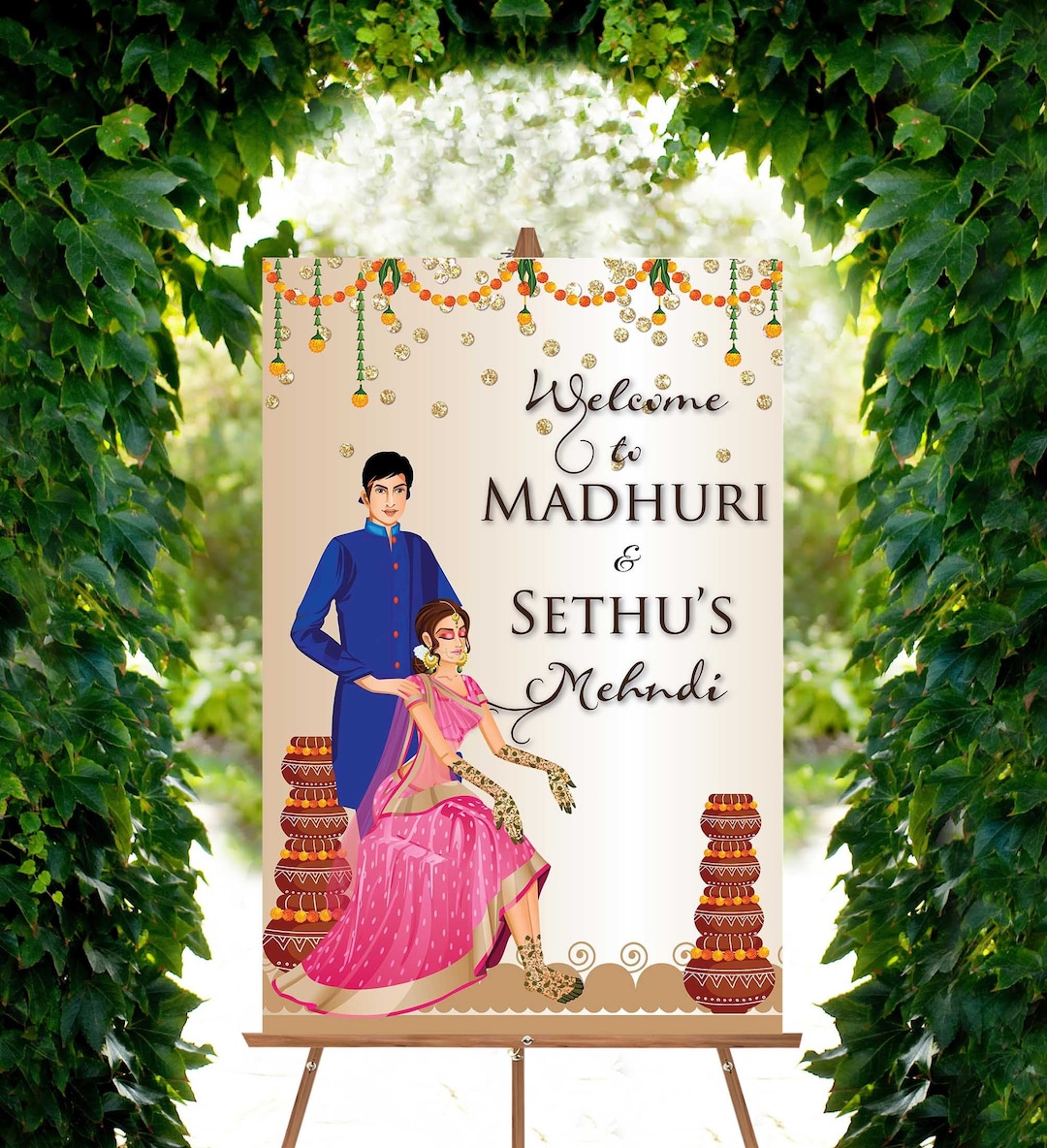 Mehndi Welcome Sign Board in Mehendi Welcome Signage, Mehndi Wedding ...