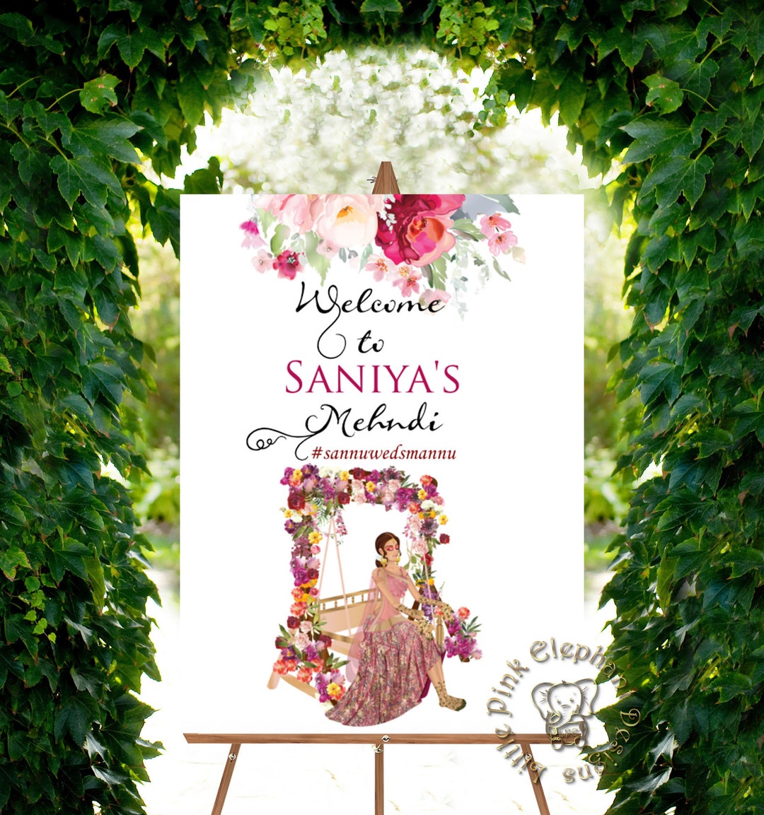 Mehndi Sign as Indian Wedding Sign, Mehendi Welcome Sign, Mehndi ...