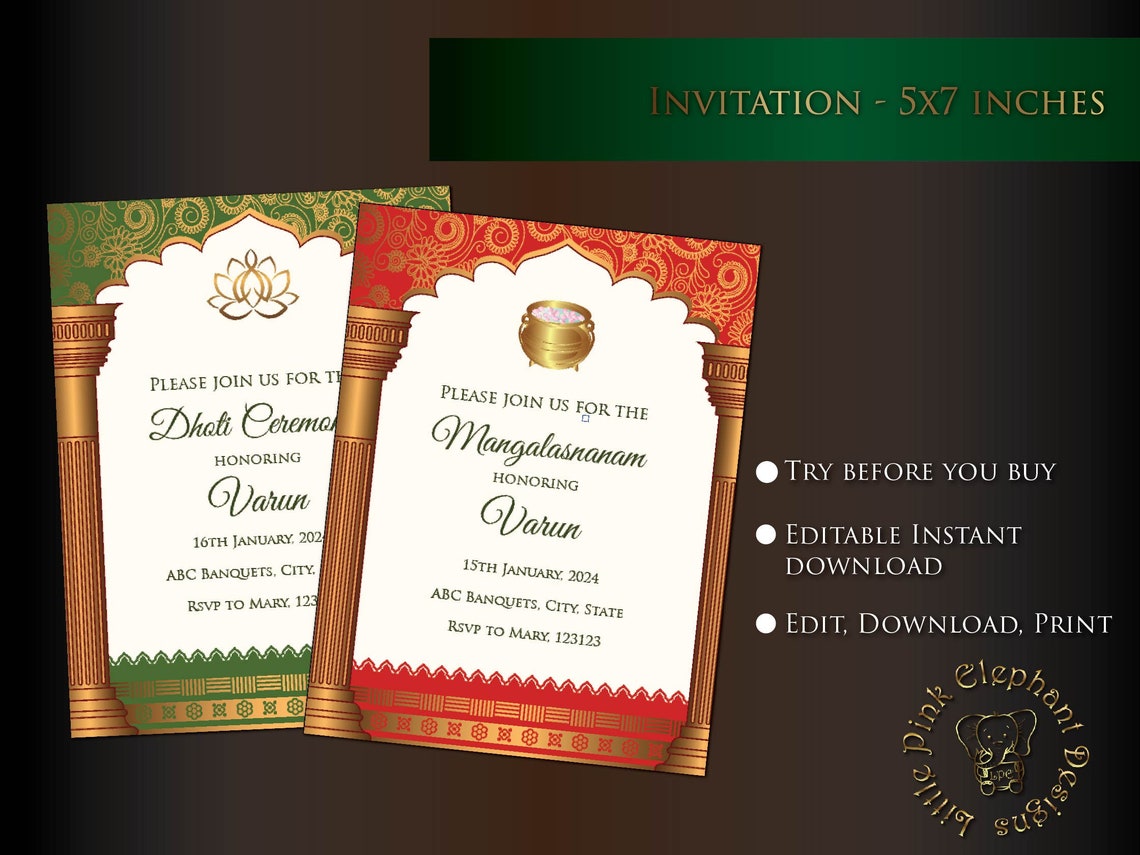 Dhoti Ceremony Invitations as Dothi Ceremony Invites, Dhoti Function ...