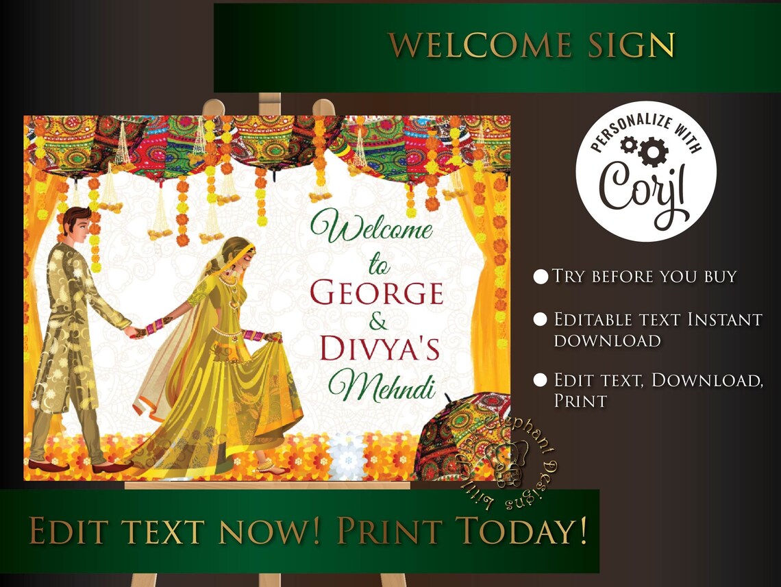 Mehndi Sign as Mehndi Poster, Mehndi Decor Sign, Mendhi Signs as Mehndi ...